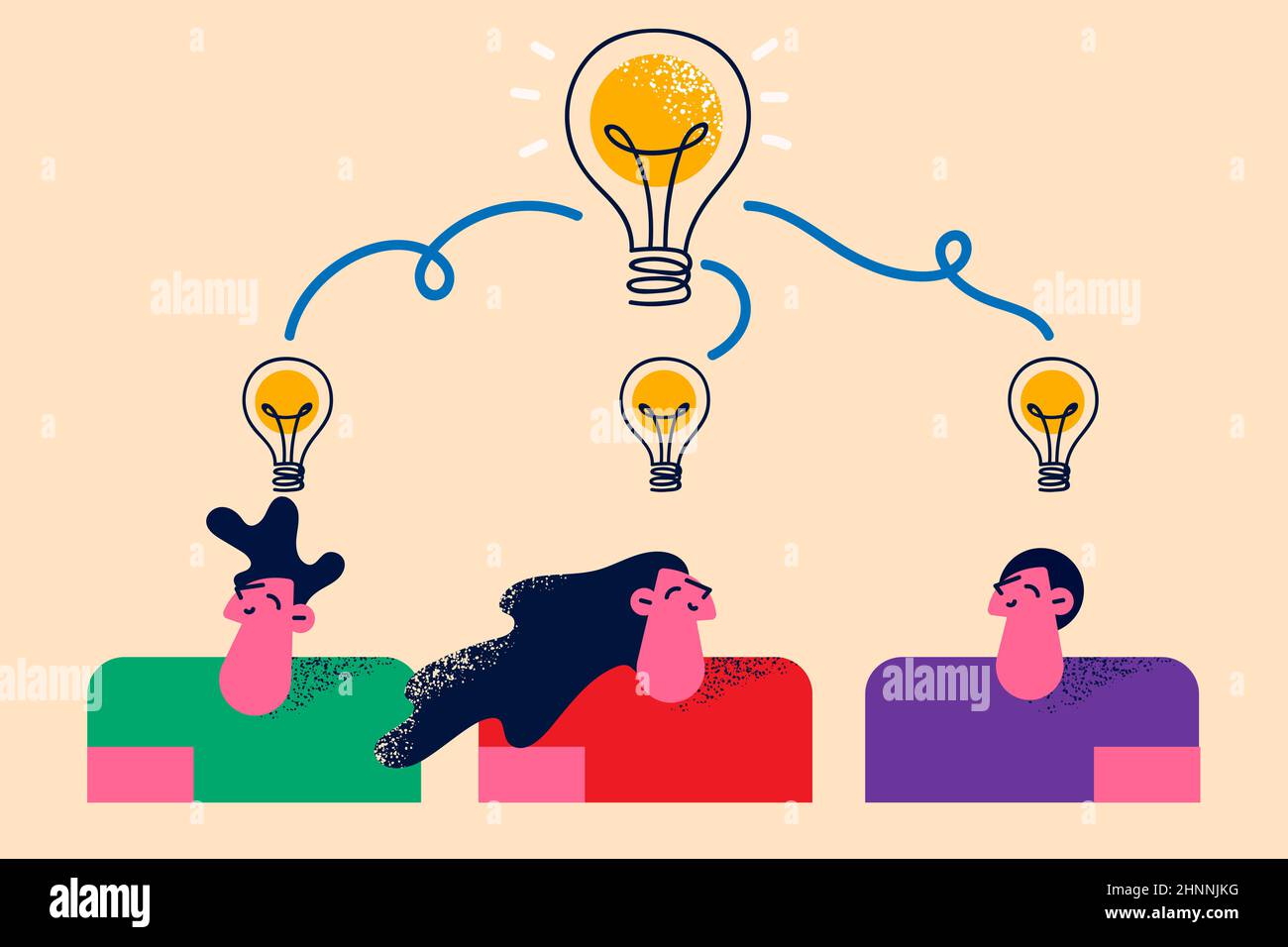 Idea, teamwork and creativity concept. Group of Young smiling business ...