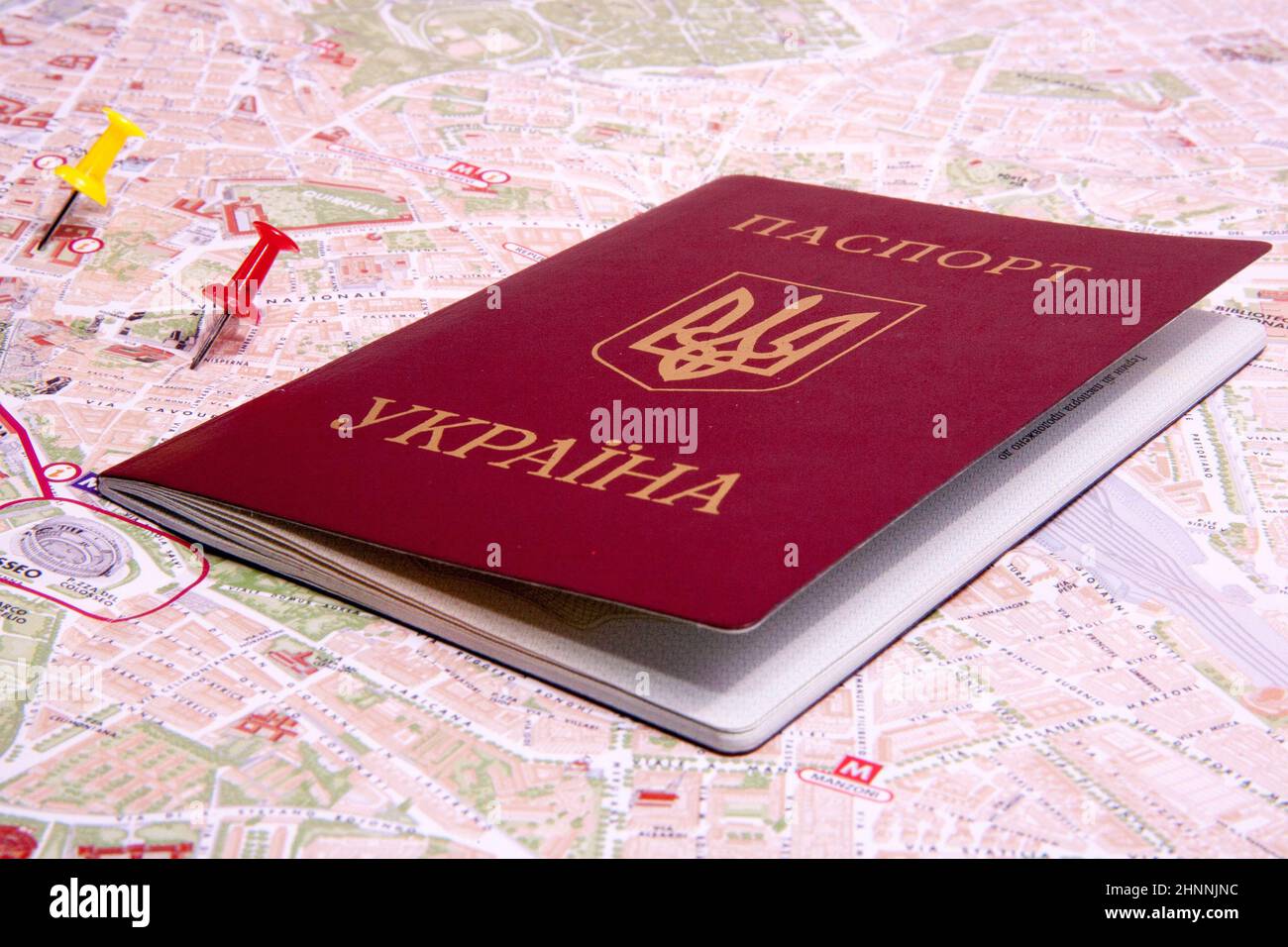 Passports on a map of the Rome Stock Photo - Alamy