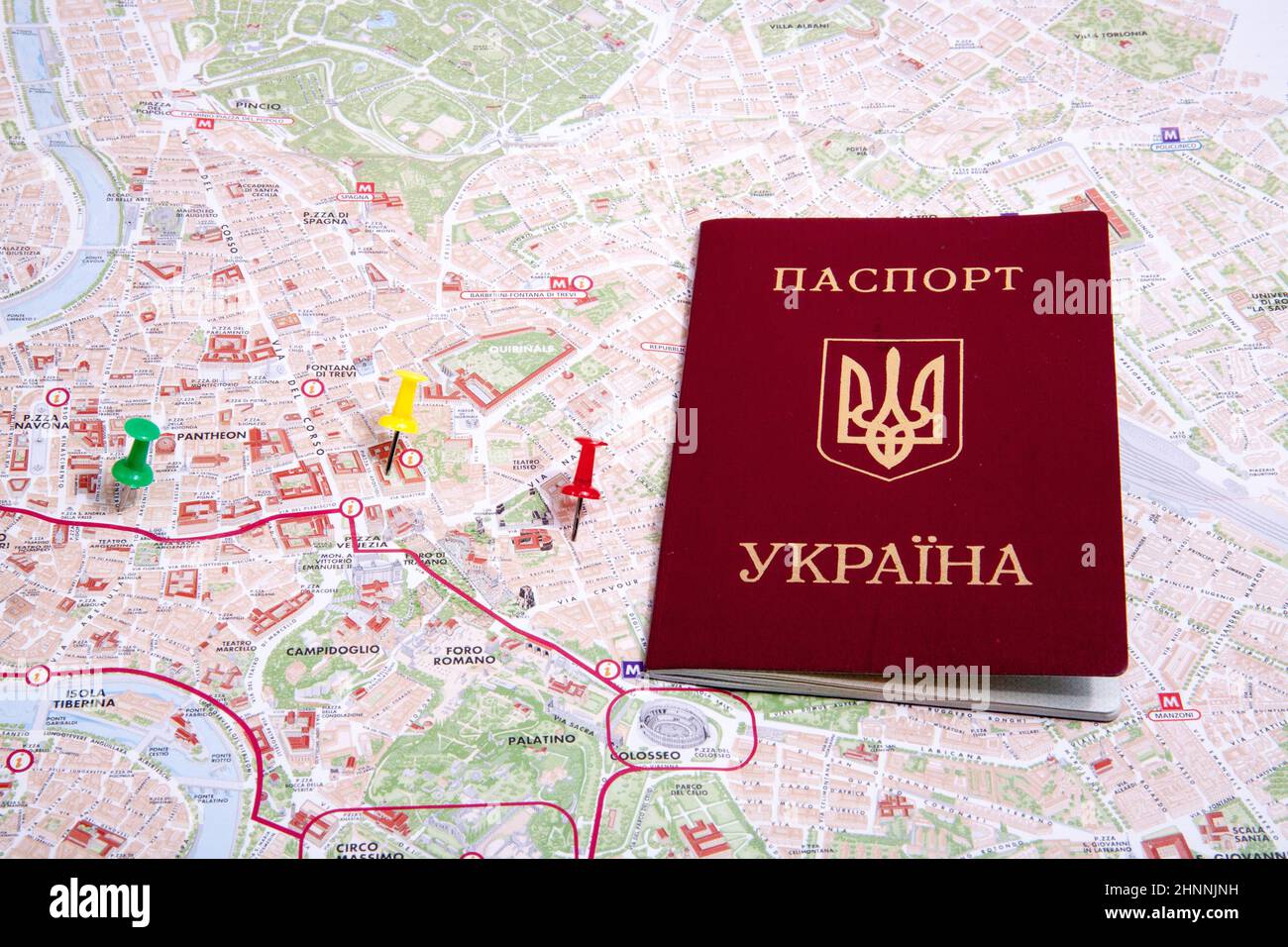 Passports on a map of the Rome Stock Photo - Alamy