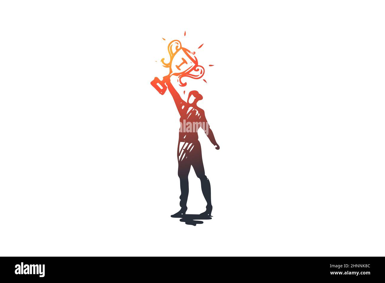 Champion, leader, winner vector concept. Woman with first prize trophey ...