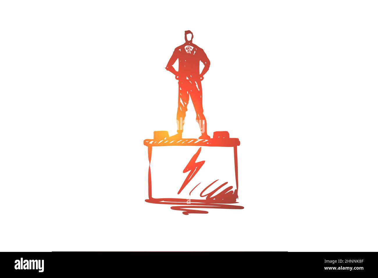 Auto, electronics, car, service, transport concept. Hand drawn man ...