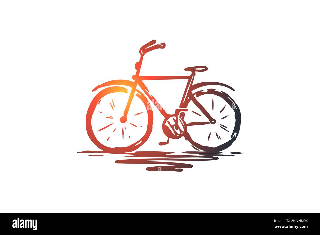 Bike, cycle, ride, wheel, bicycle concept. Hand drawn bike transport ...