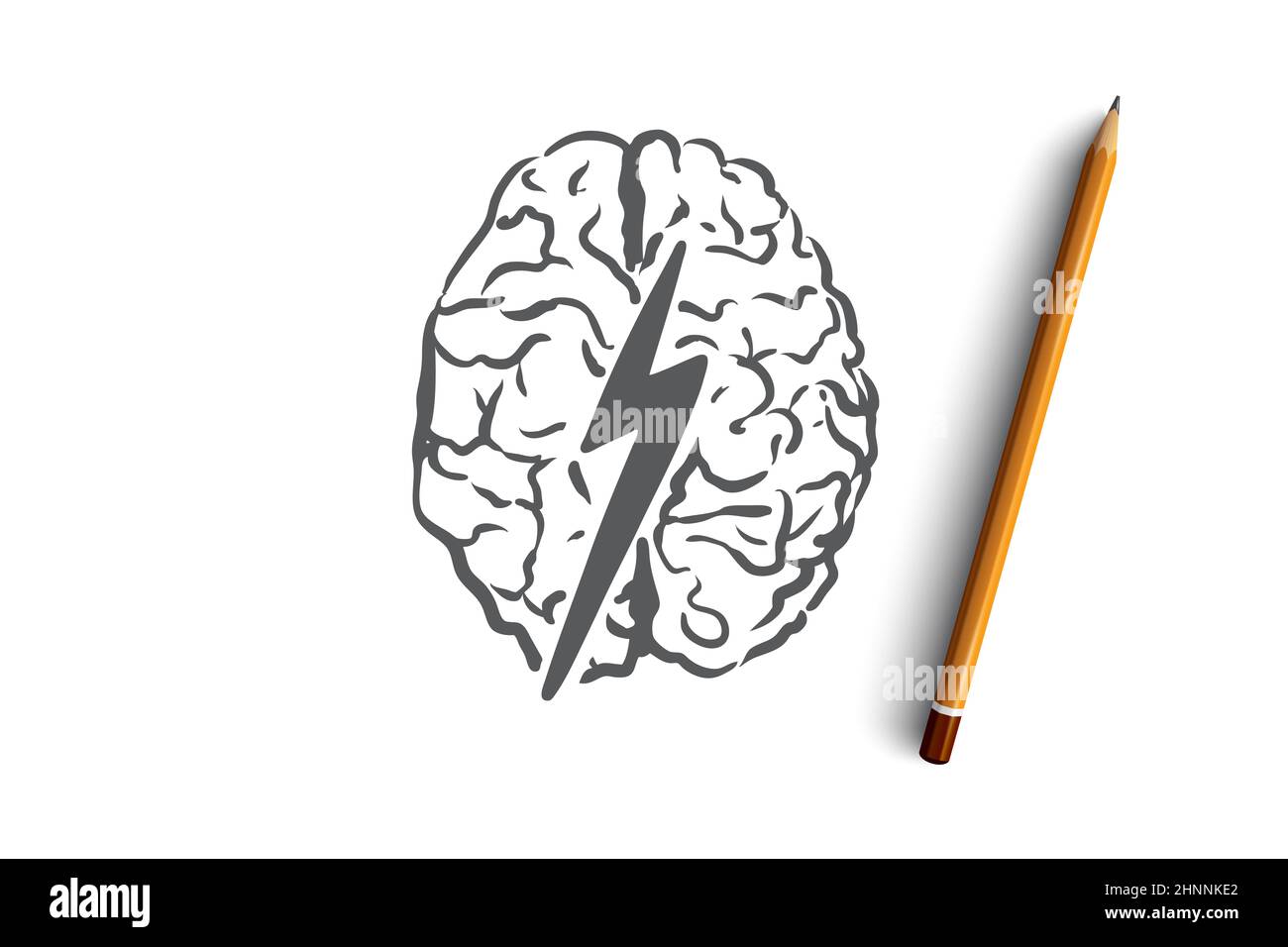 Brainstorm, creative, brain, mind, power concept. Hand drawn human ...