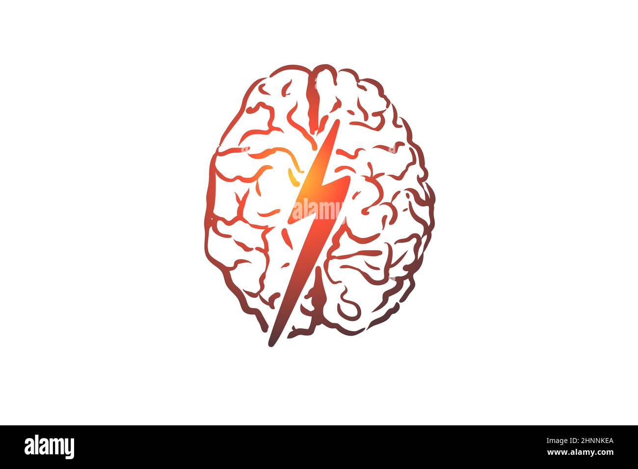 Brainstorm, creative, brain, mind, power concept. Hand drawn human ...