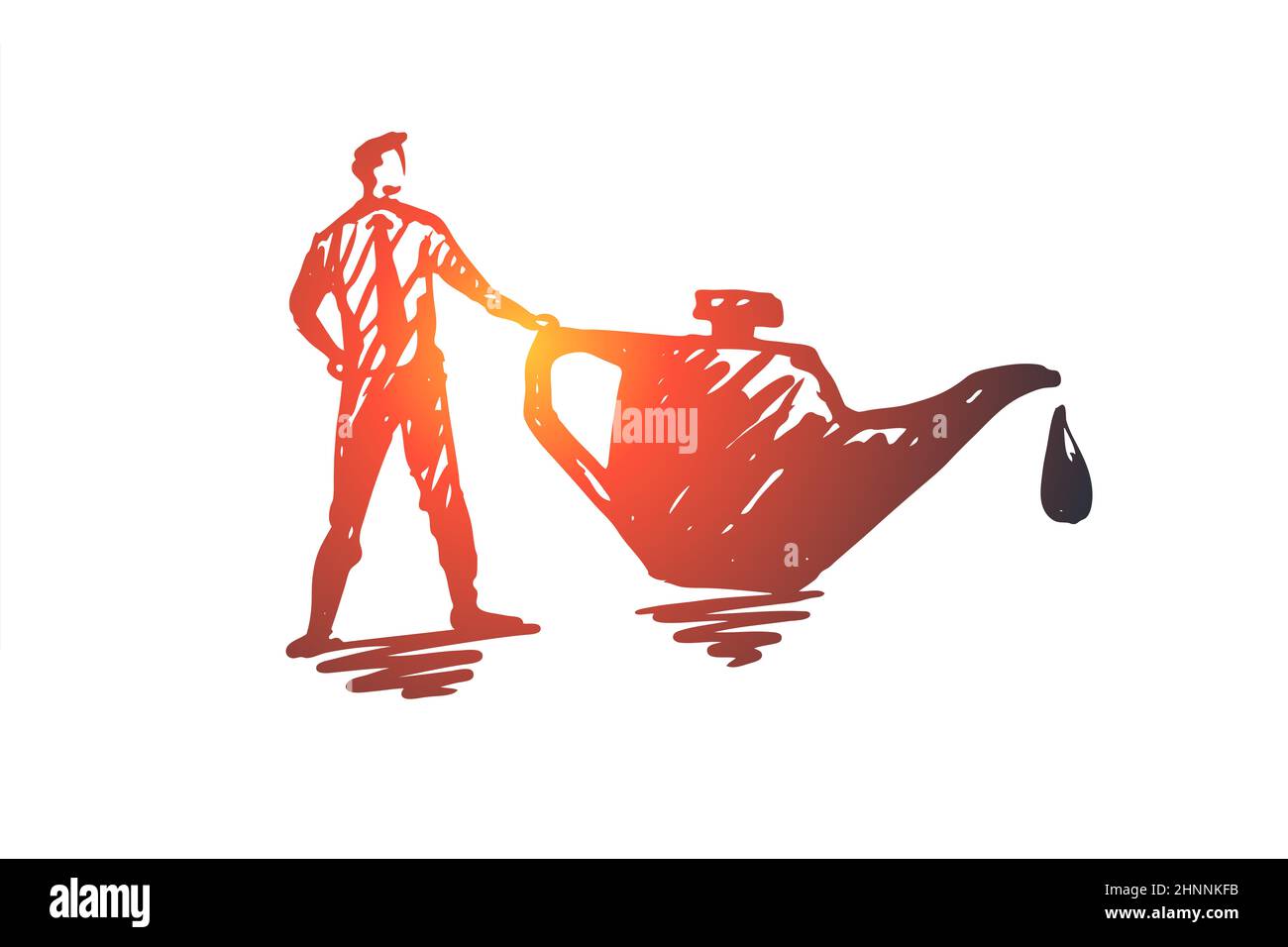 Change, oil, car, auto, service concept. Hand drawn car service, change ...