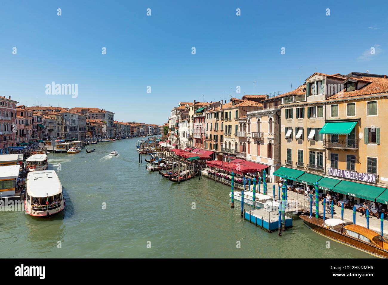 view from Rialto bridge to canale grande in Venice, Italy Stock Photo ...