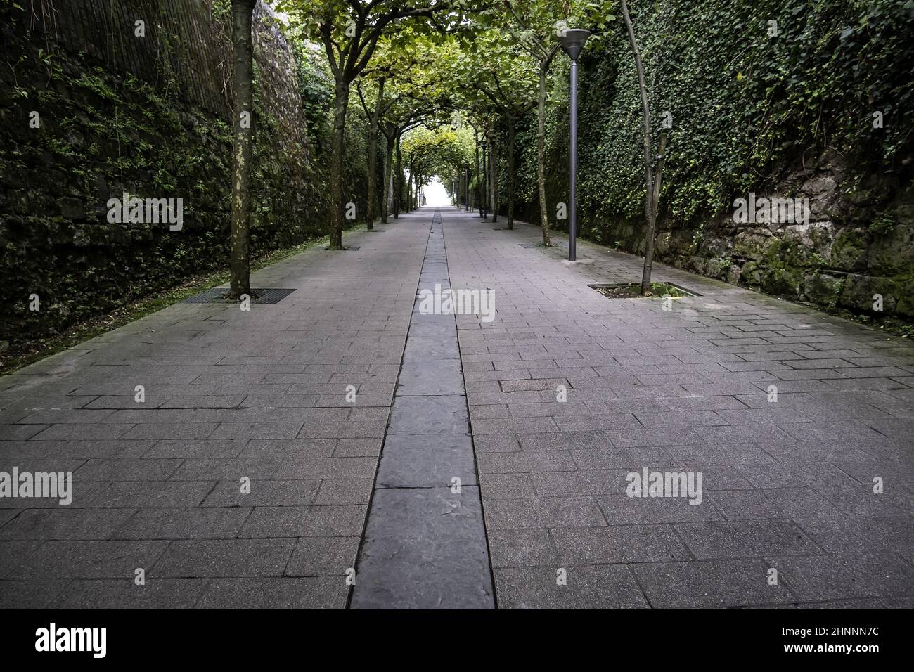 Detail of a walk for pedestrians in the city, relax and disconnect ...