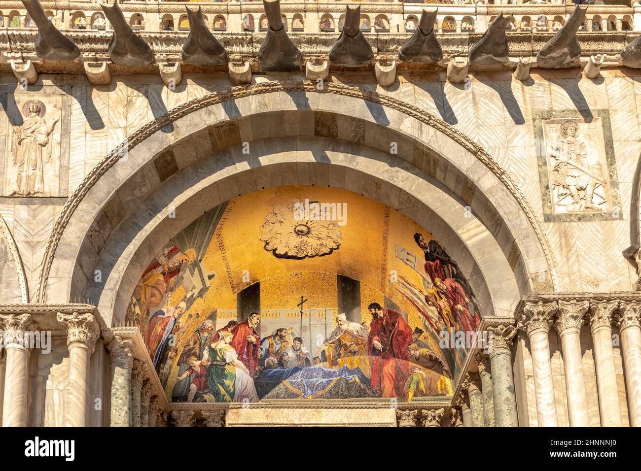 Fresco mosaic on the entrance facade of St. Mark's Basilica at St ...