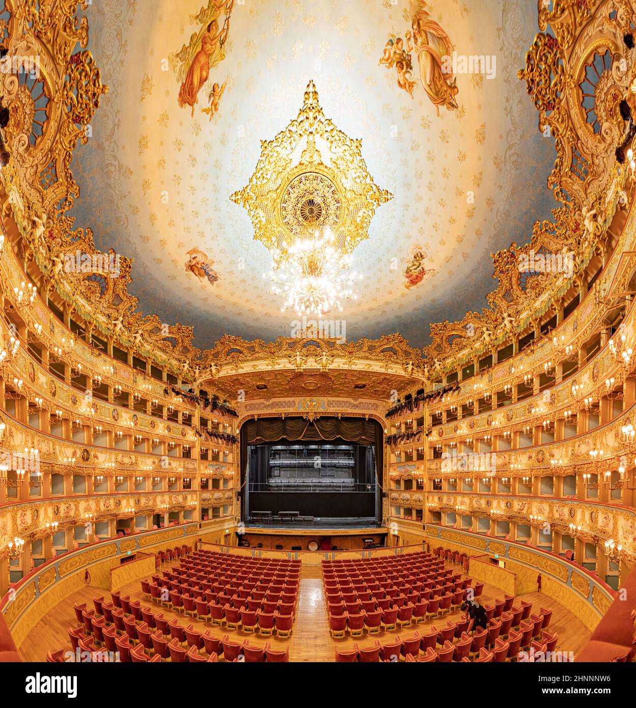 inside La Felice theater in Venice. This historic theater is the place ...