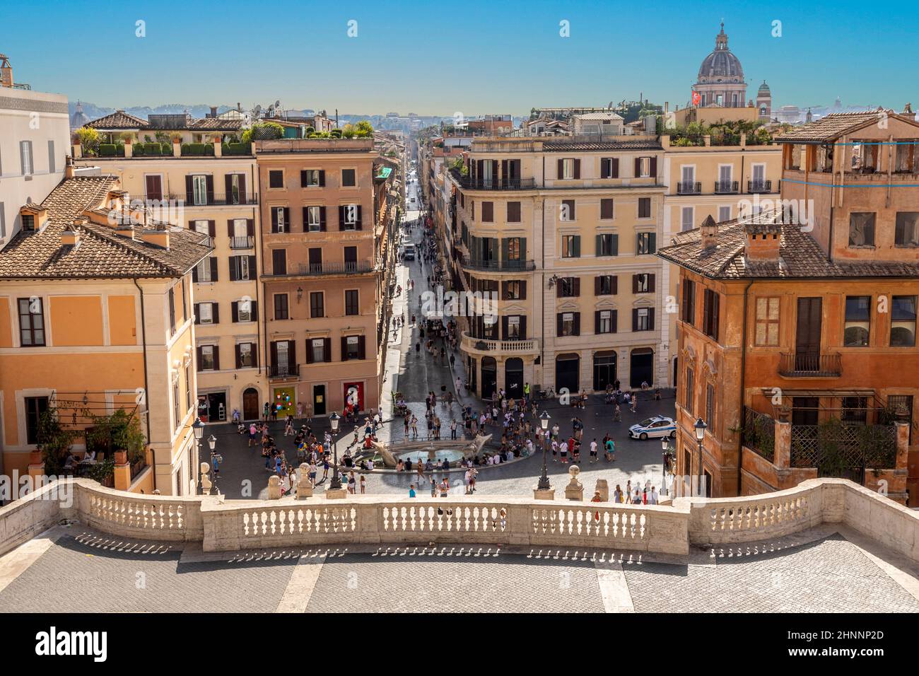 people enjoy Spanish stairs on Piazza di Spagna in Rome. Spanish stairs ...
