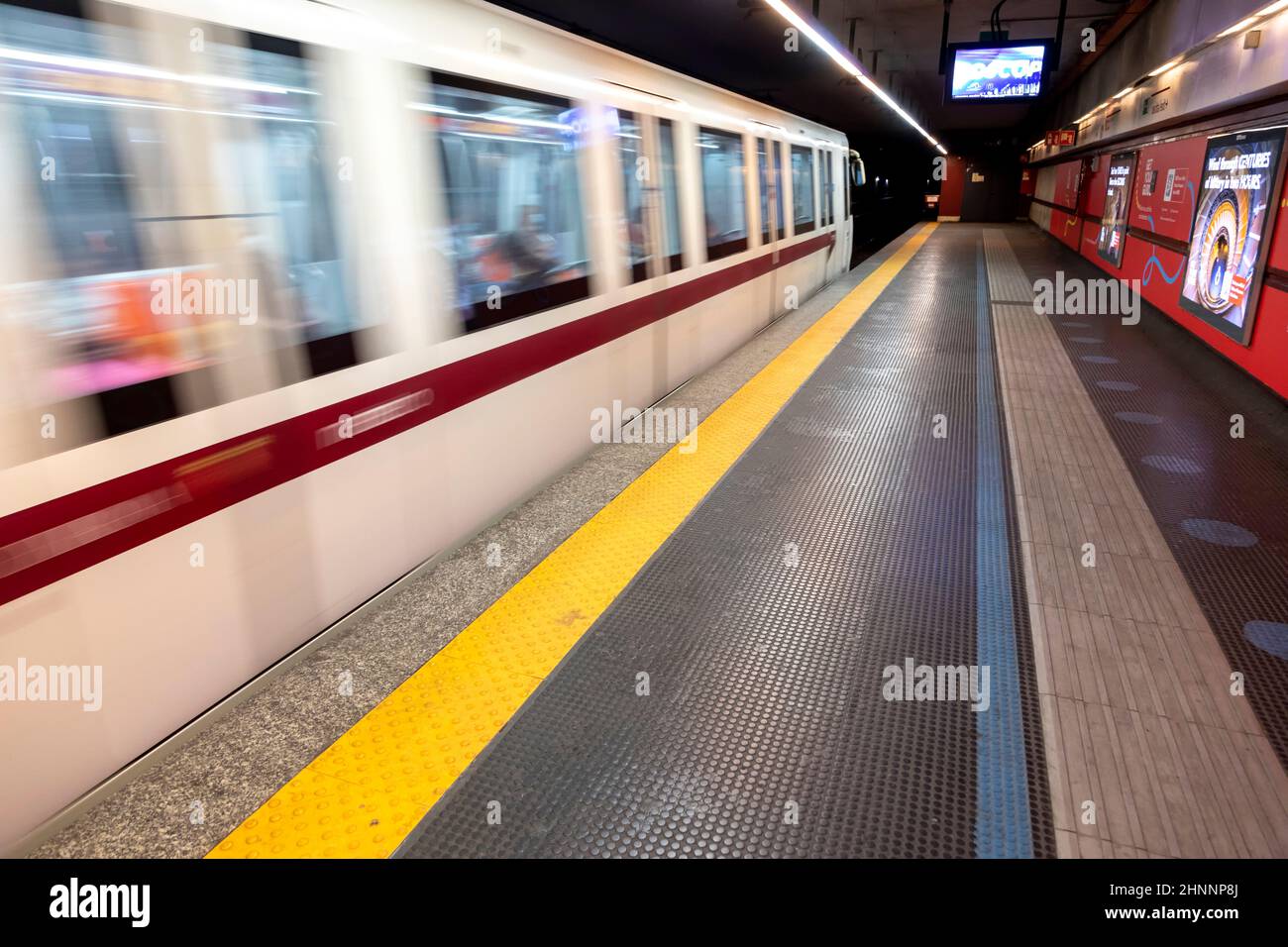 people in the train station Termini use the Metro line A in Rome for ...