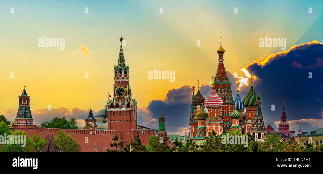 Panorama of the Moscow. Beautiful cityscape of the famous Moscow center ...