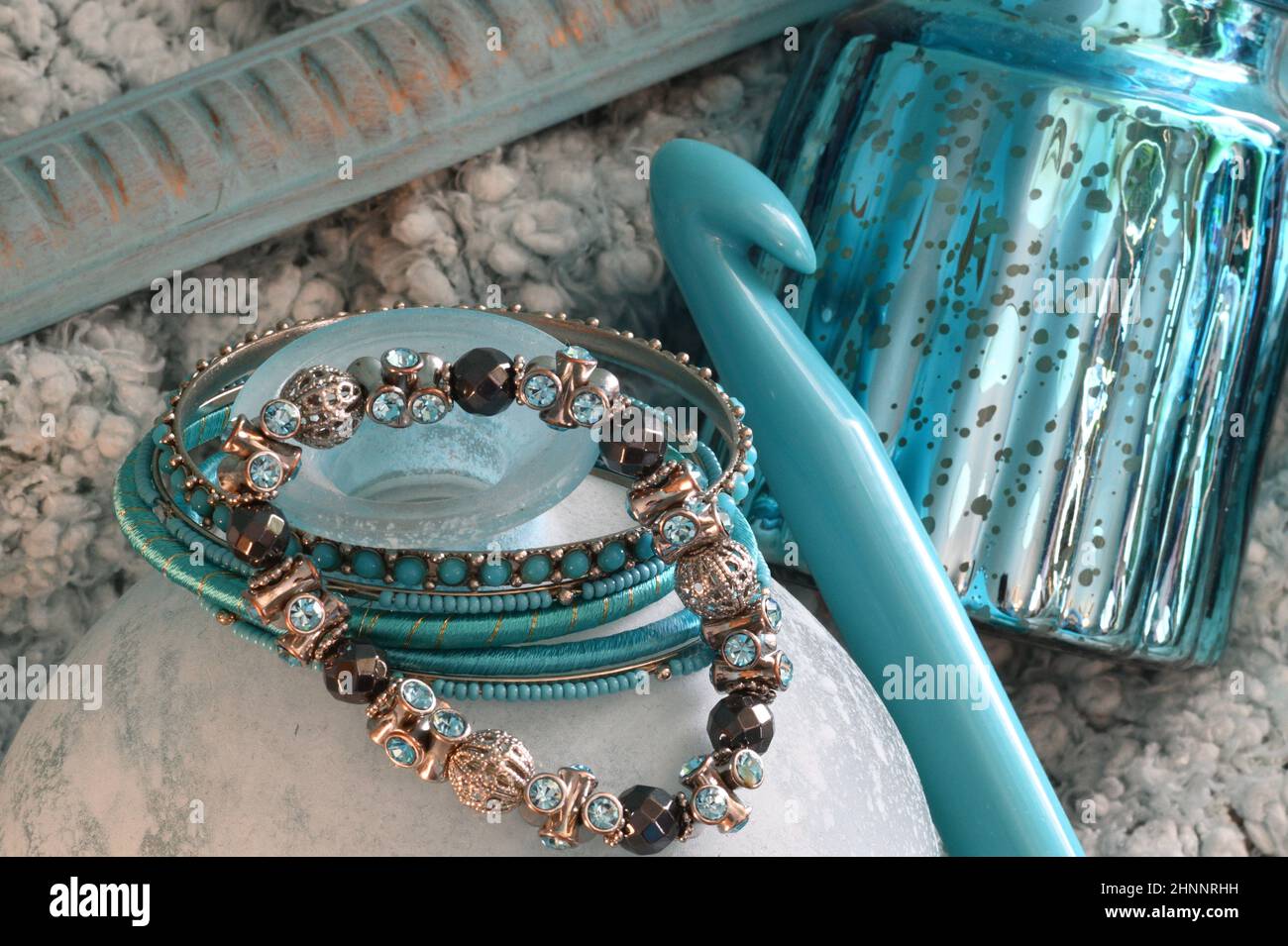 Still life study in blue-green Stock Photo - Alamy