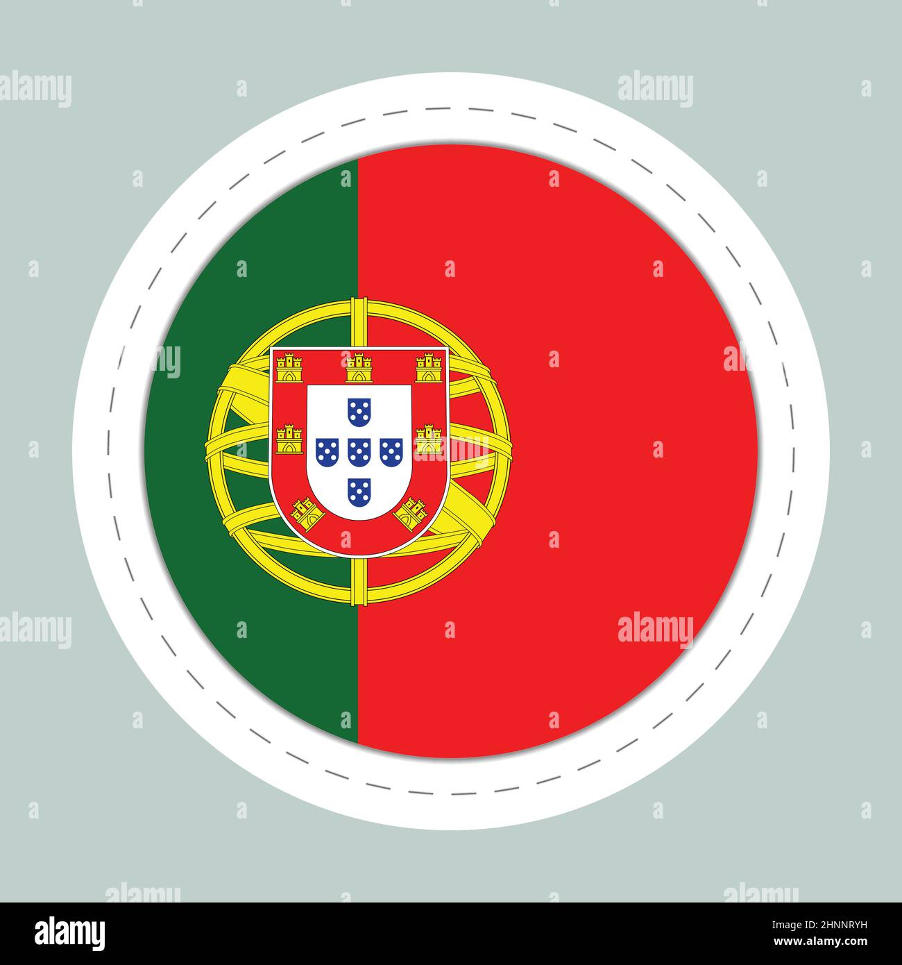 Sticker ball with flag of Portugal. Round sphere, template icon ...