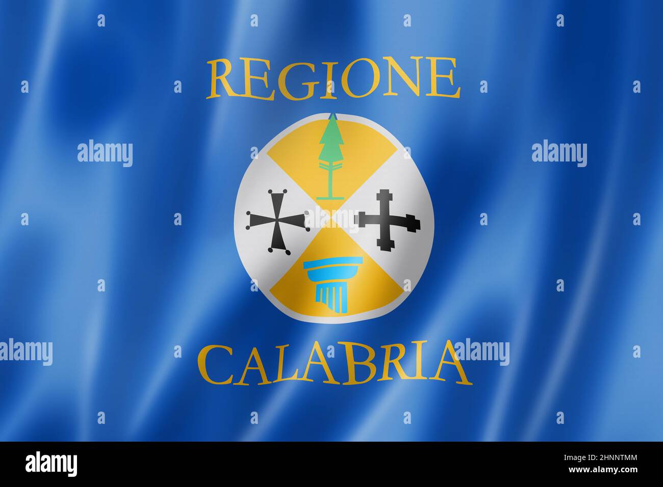 Calabria region flag, Italy waving banner collection. 3D illustration Stock Photo - Alamy