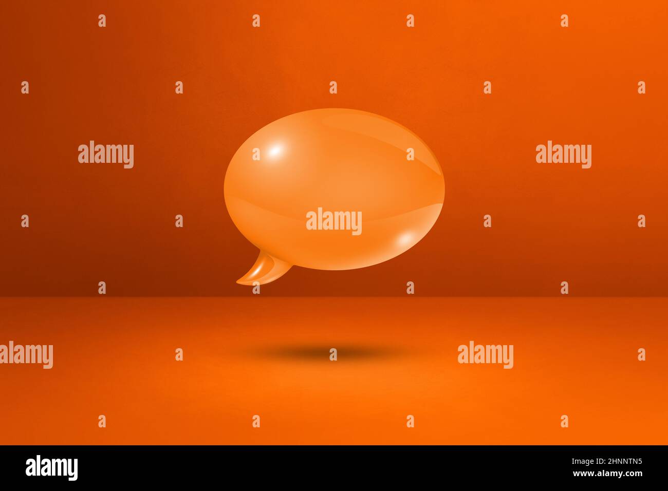 3D orange speech bubble isolated on concrete wall background Stock ...