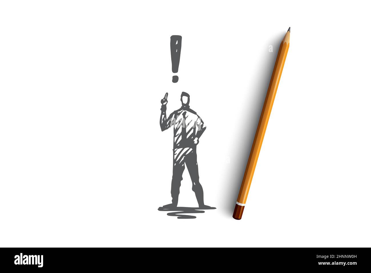 Confidence, success, man, leadership, strong concept. Hand drawn self ...