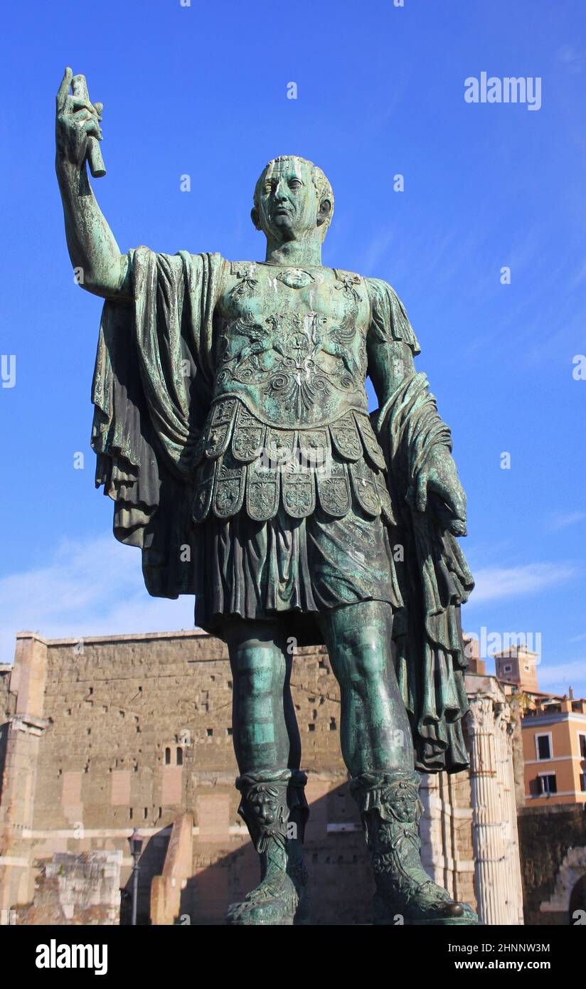 Bronze statue of Emperor Nerva in the Forum Romanum, Rome, Italy Stock ...