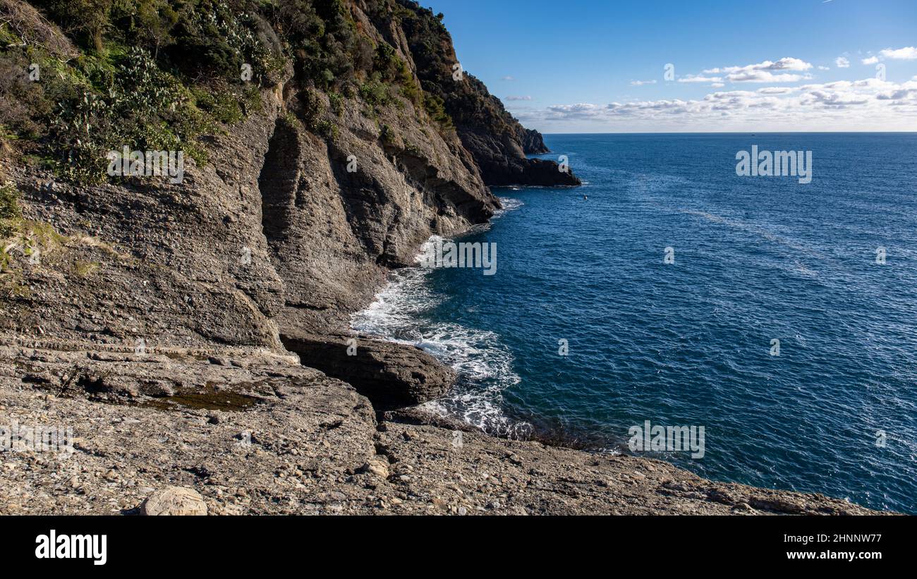 Italy, Liguria, Genoa - the sea in front of Punta Chiappa in the ...