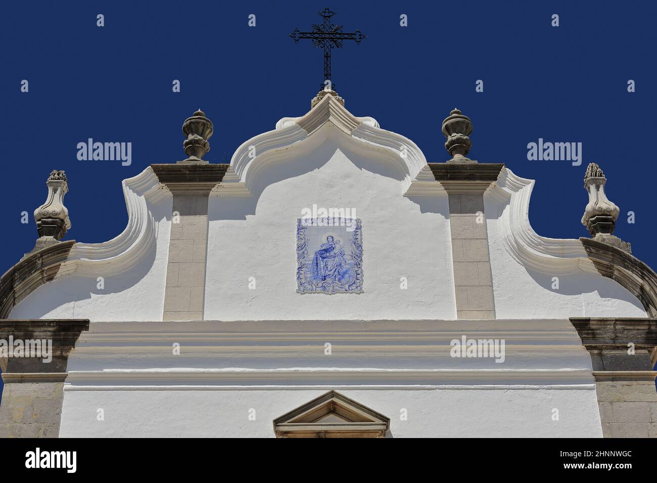 Late Baroque pediment-Portuguese azulejo of the Virgin Mary-Carmel ...