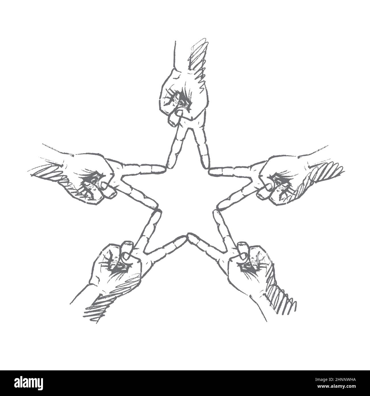 Vector hand drawn Star fingers concept sketch. Star formed by human ...