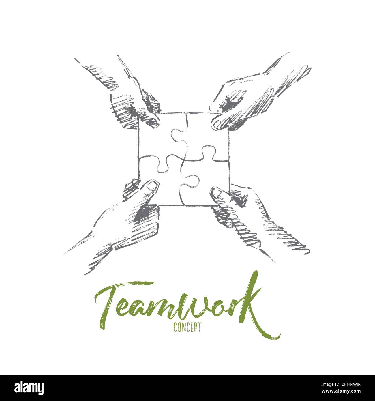 Teamwork Hands Drawing