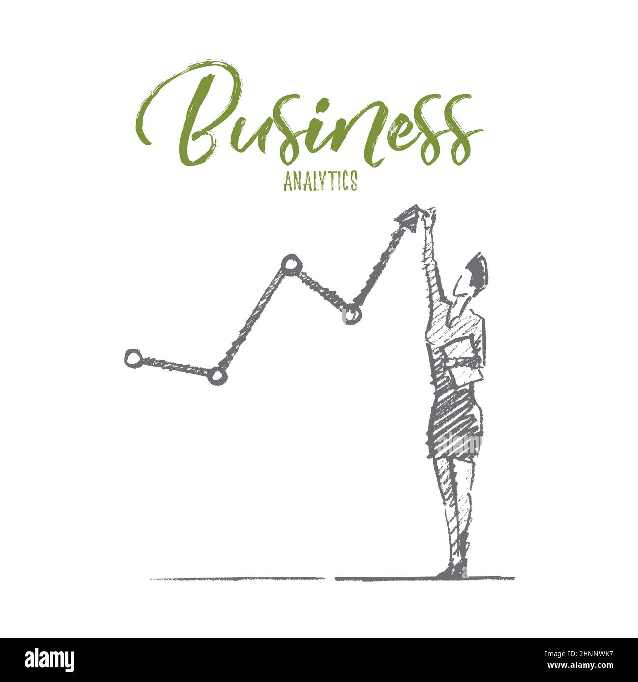 Vector hand drawn business analytics sketch and success concept ...