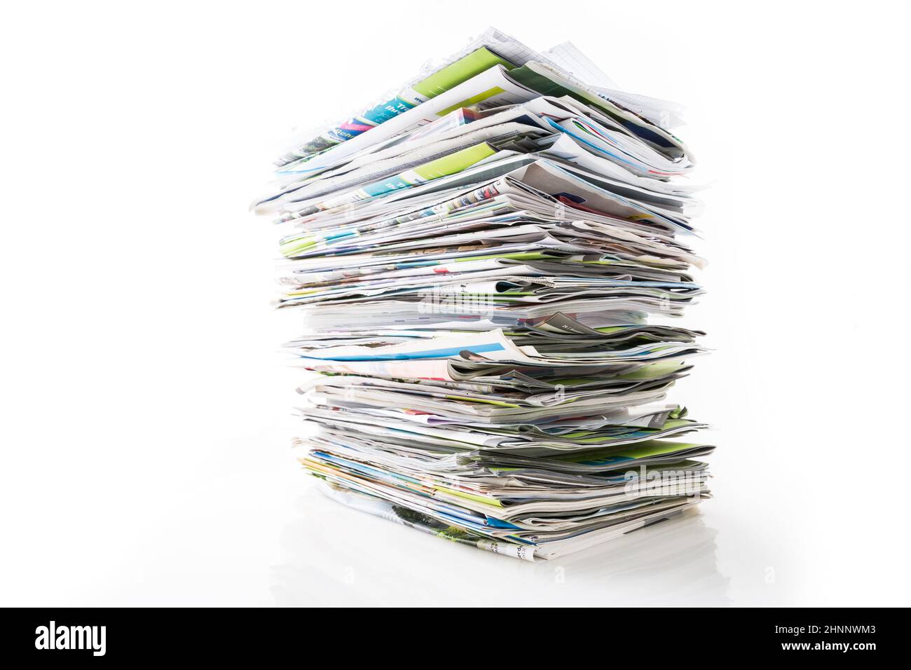 Stack of waste paper, old magazines, newspapers and leaflets for ...