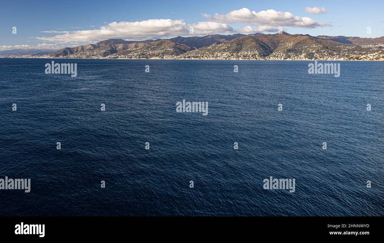 Italy, Liguria, Genoa - the sea in front of Punta Chiappa in the ...