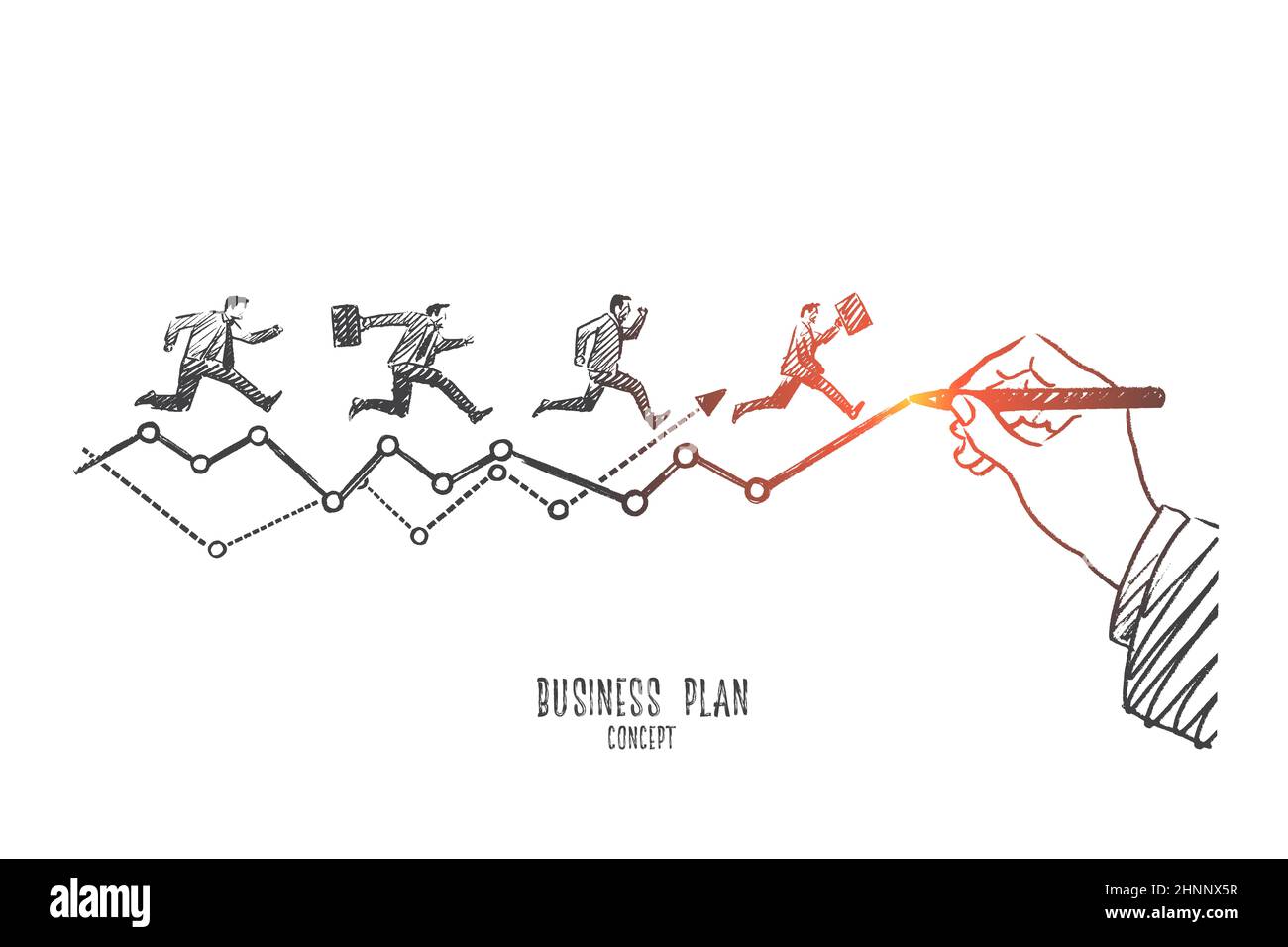 Business plan concept. Hand drawn financial chart drawn by hand with ...
