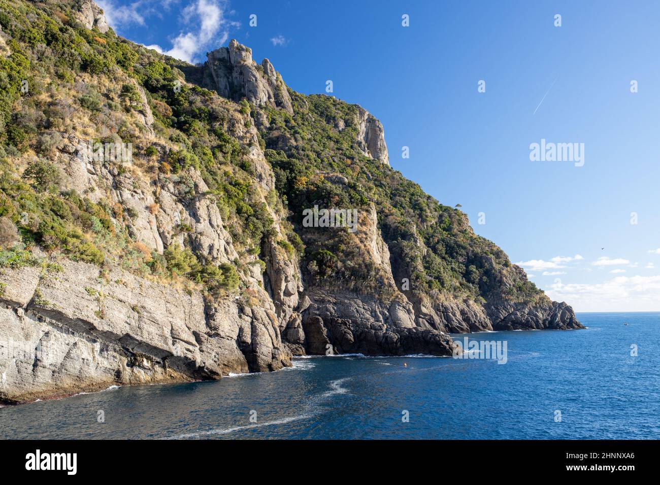 Italy, Liguria, Genoa - the sea in front of Punta Chiappa in the ...