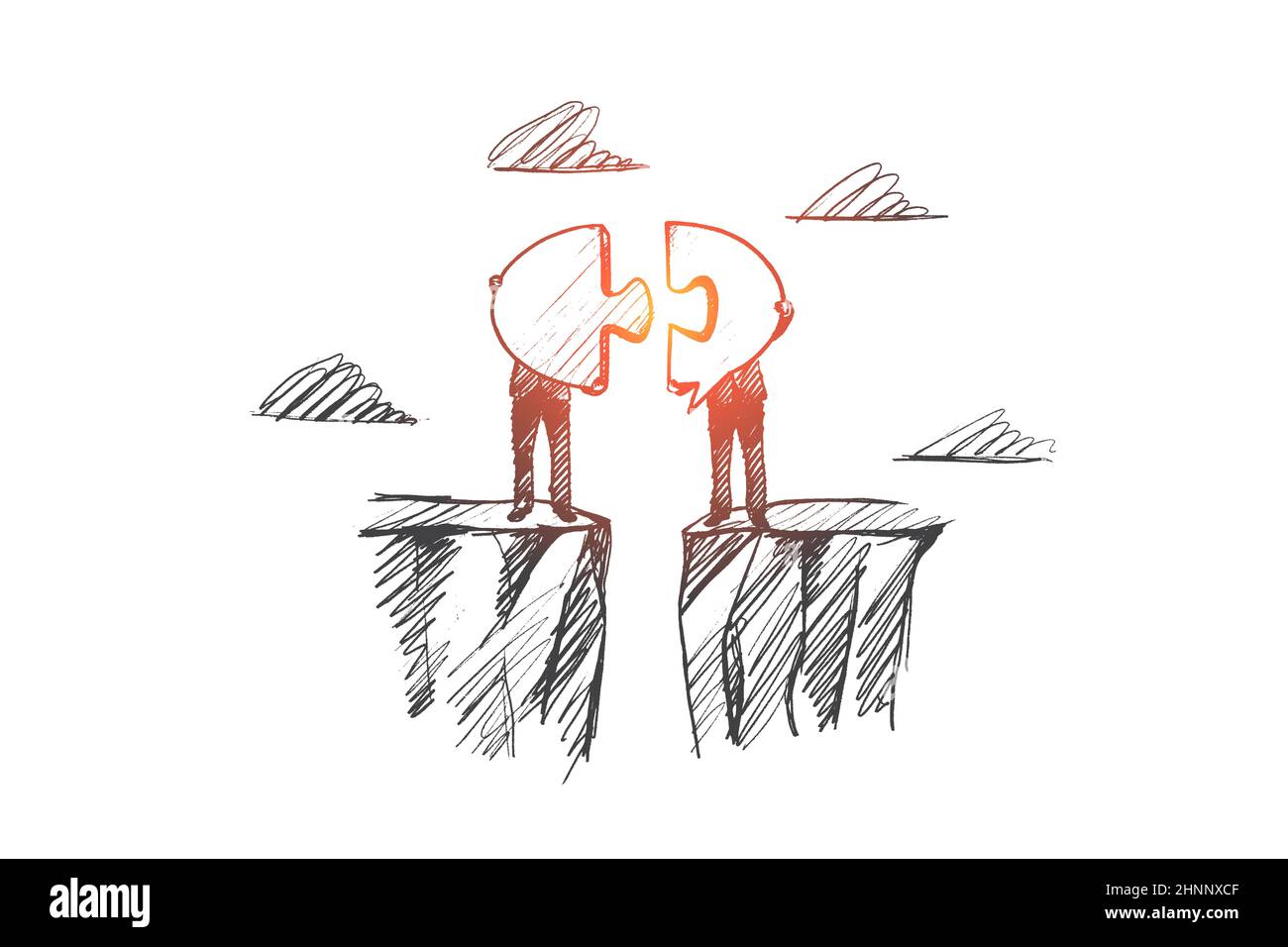 Contact concept. Hand drawn symbol of contact between two men ...