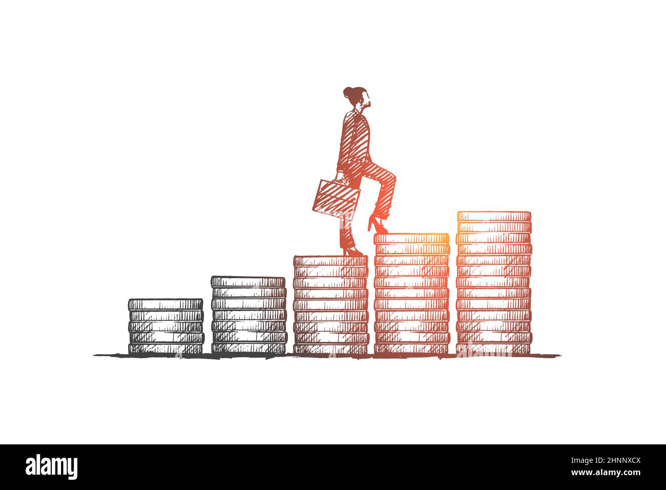Financier concept. Hand drawn beautiful business woman. Female ...