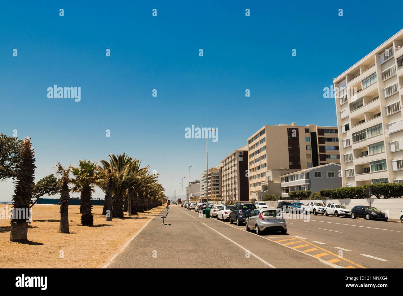 Street in Mouille Sea Point promenade, Cape Town, South Africa Stock ...