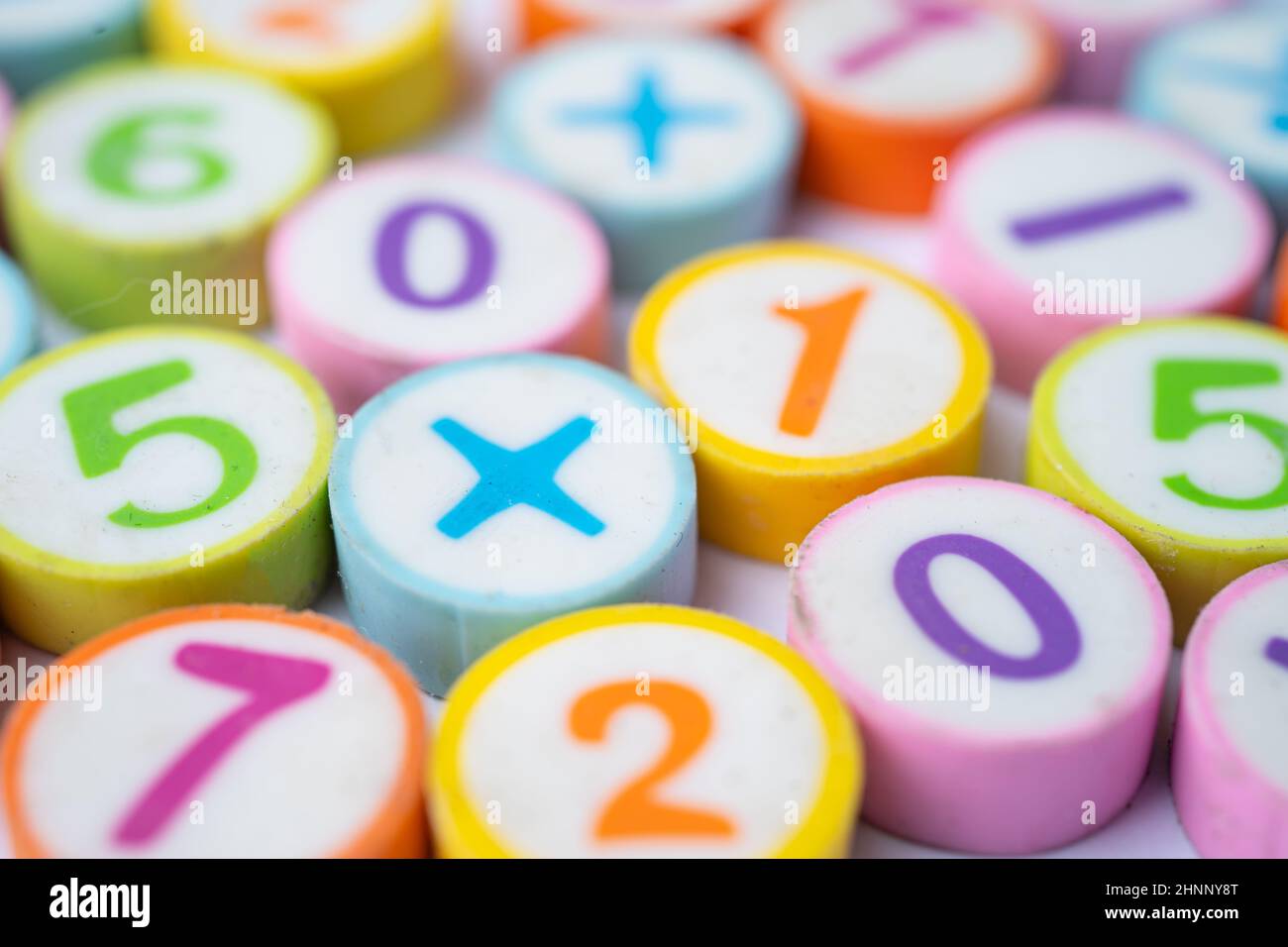 Math number colorful on white background, education study mathematics ...