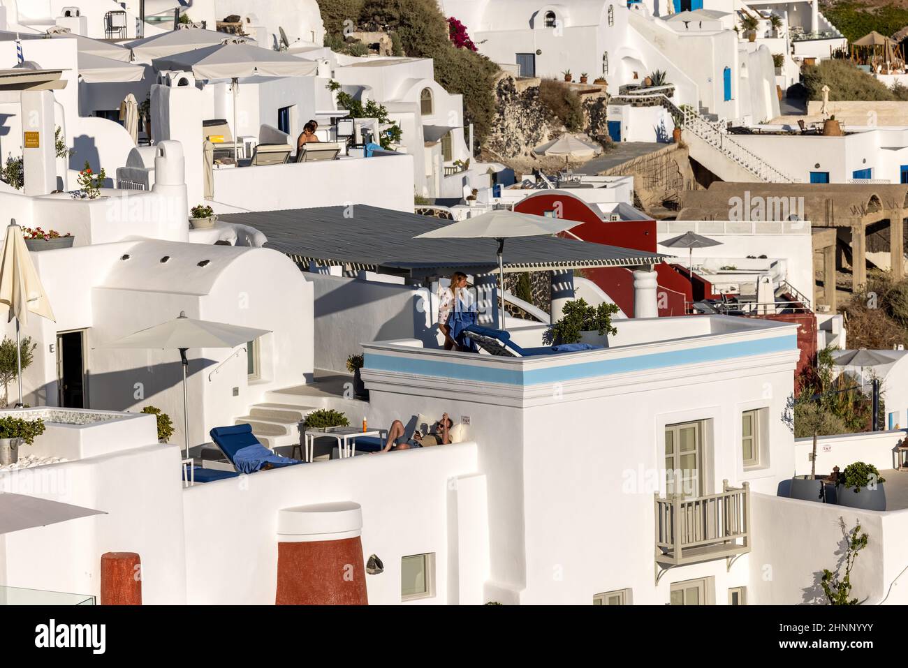 Whitewashed houses in Imerovigli on Santorini island, Cyclades, Greece ...