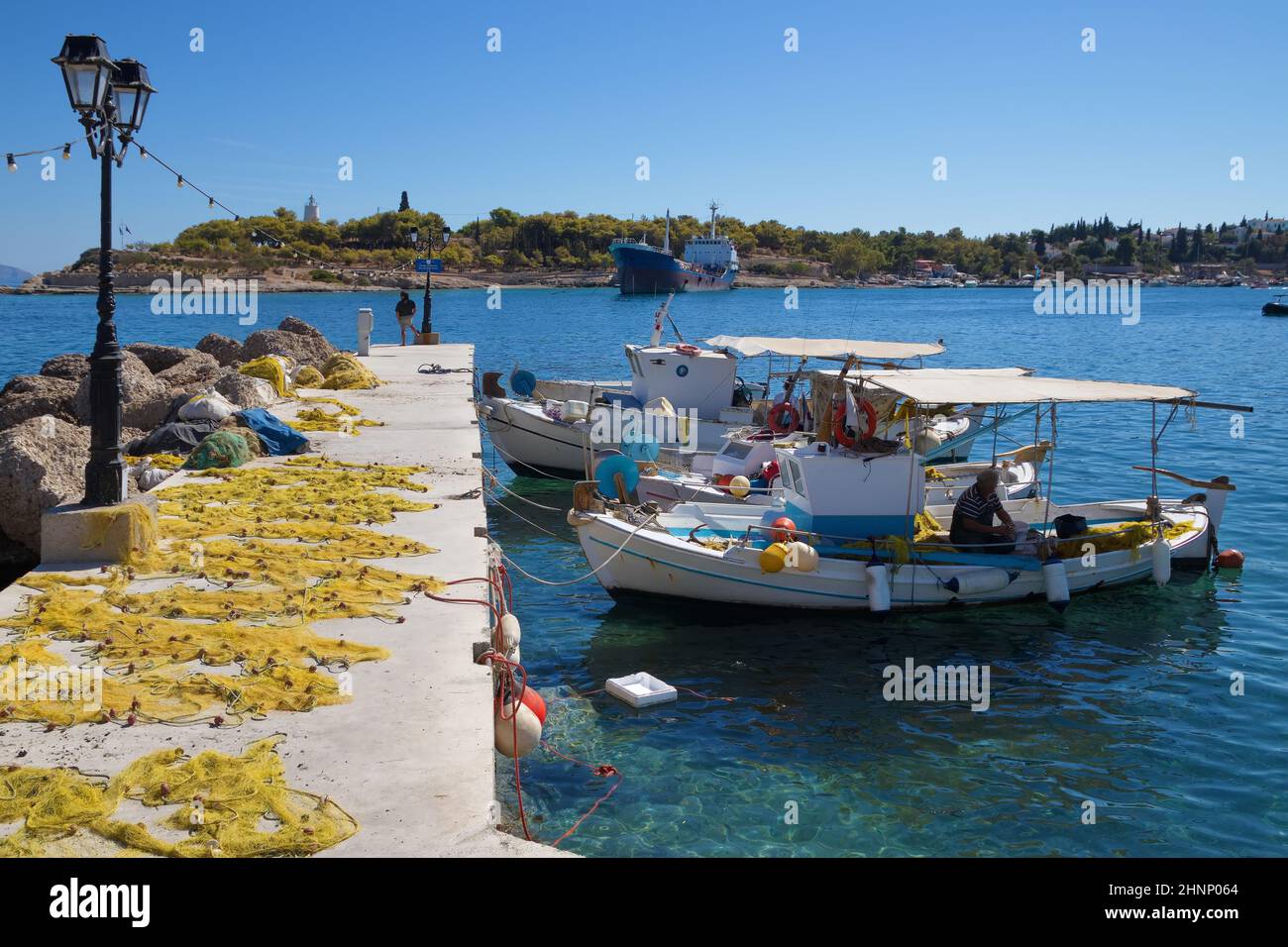 Fishing boats at the island of Spetses / Greece Stock Photo - Alamy