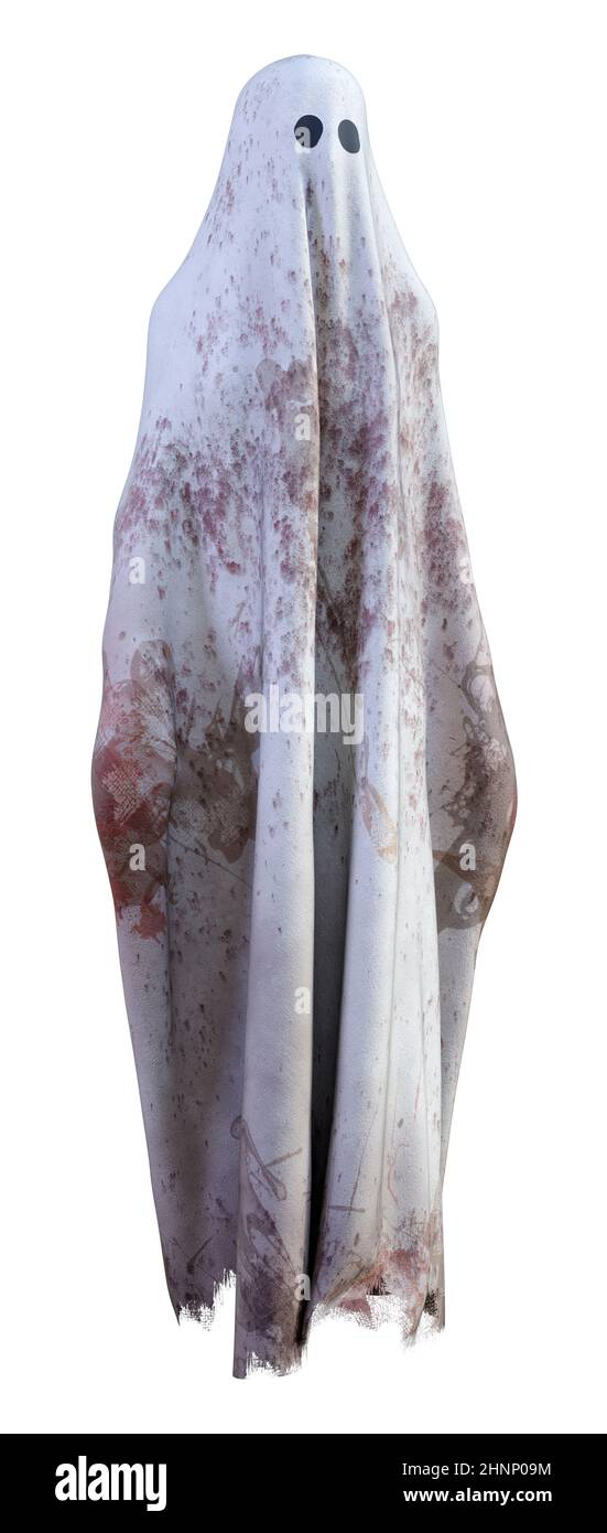 3D rendering of a halloween ghost isolated on white background Stock ...