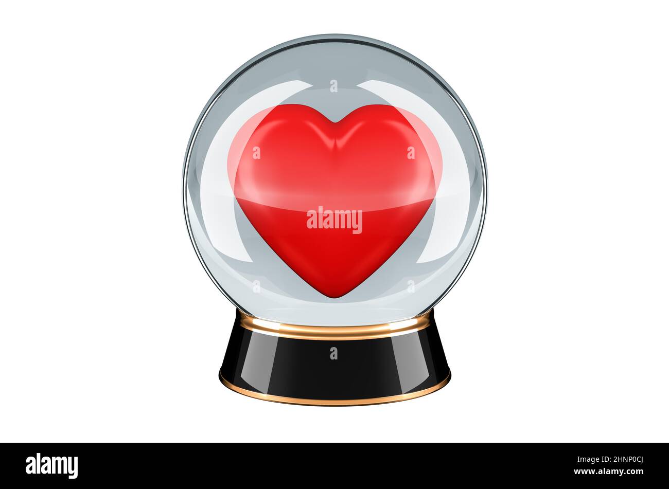 Future love prediction concept. Crystal ball with soccer red heart. 3D ...