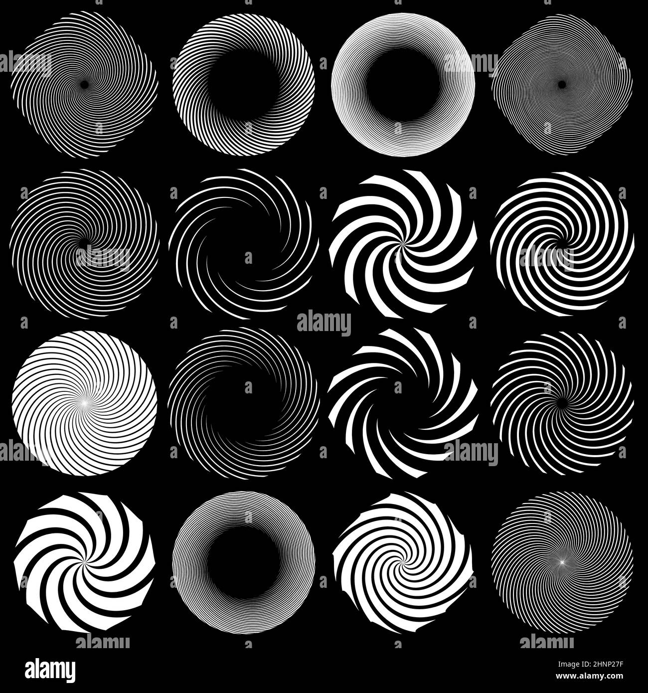 Twist, whirlwind, whirlpool elements. Vortex, volute element set ...