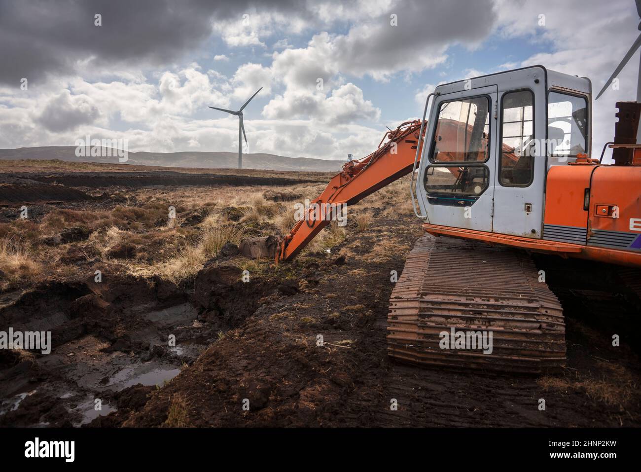 A digger on an Irish bog Stock Photo - Alamy