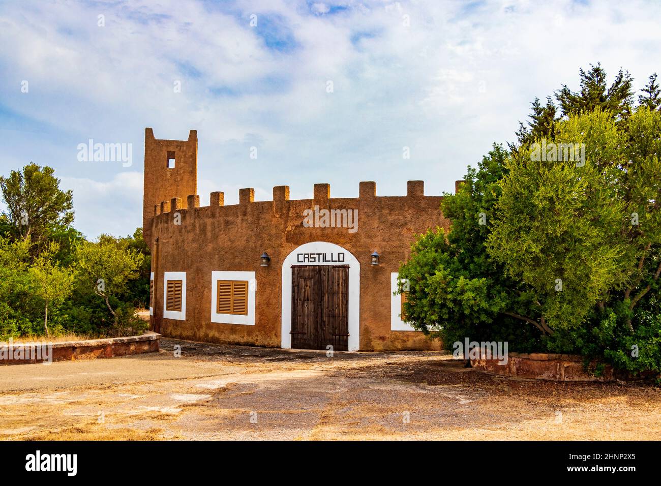 Restaurant and bar in a castle CASTILLO Mallorca Spain Stock Photo - Alamy