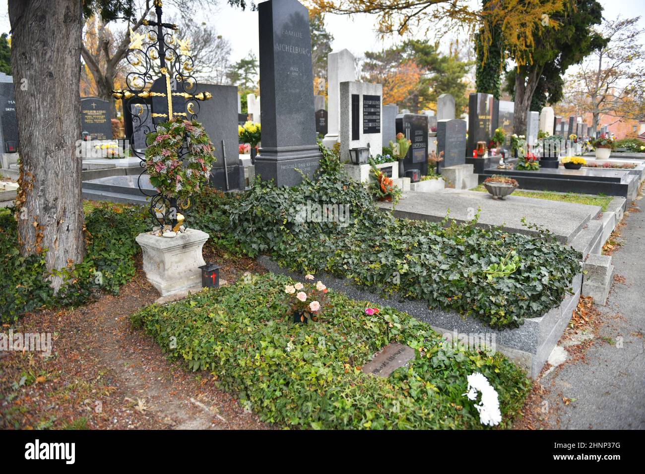 Grab des Schriftstellers Thomas Bernhard auf dem Friedhof Grinzing in Wien, Österreich, Europa ...