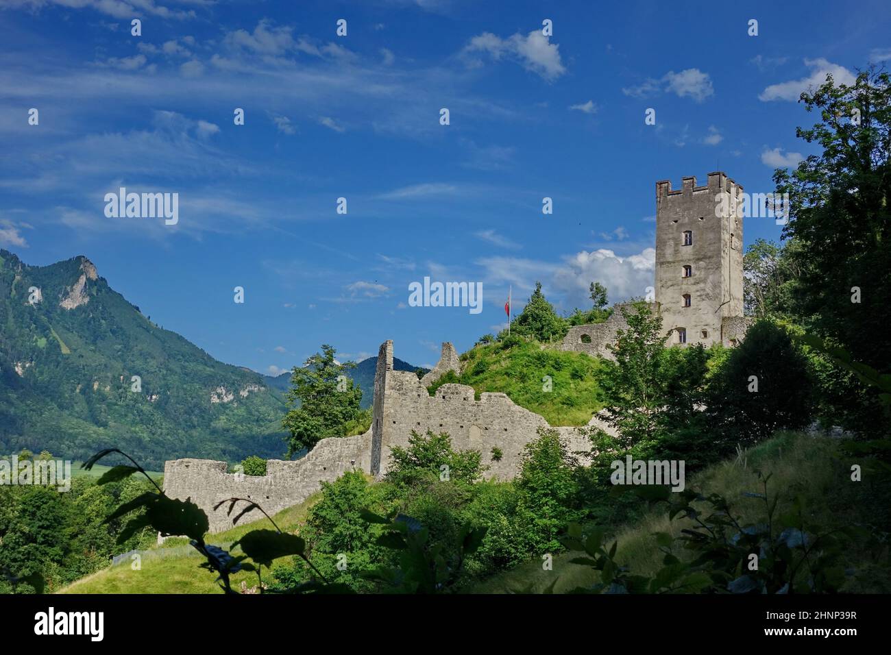 Bavaria, Upper Bavaria, Flintsbach, Landkreis Rosenheim, Castle ruins ...