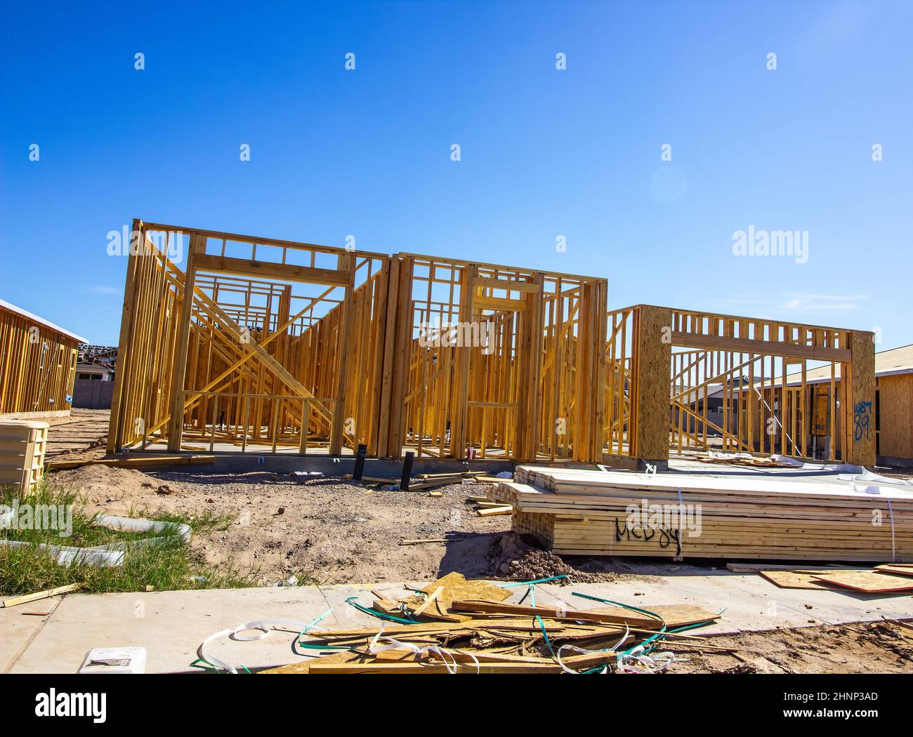 Framing Stage Of New House Construction Stock Photo - Alamy