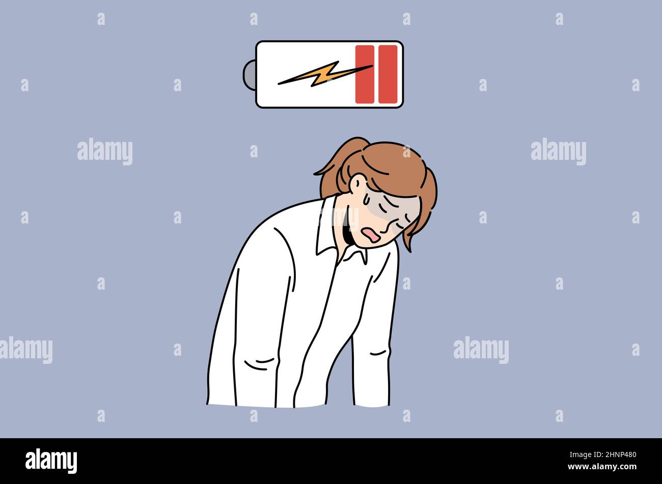 Exhaustion and Low energy concept. Young sad depressed tired woman ...