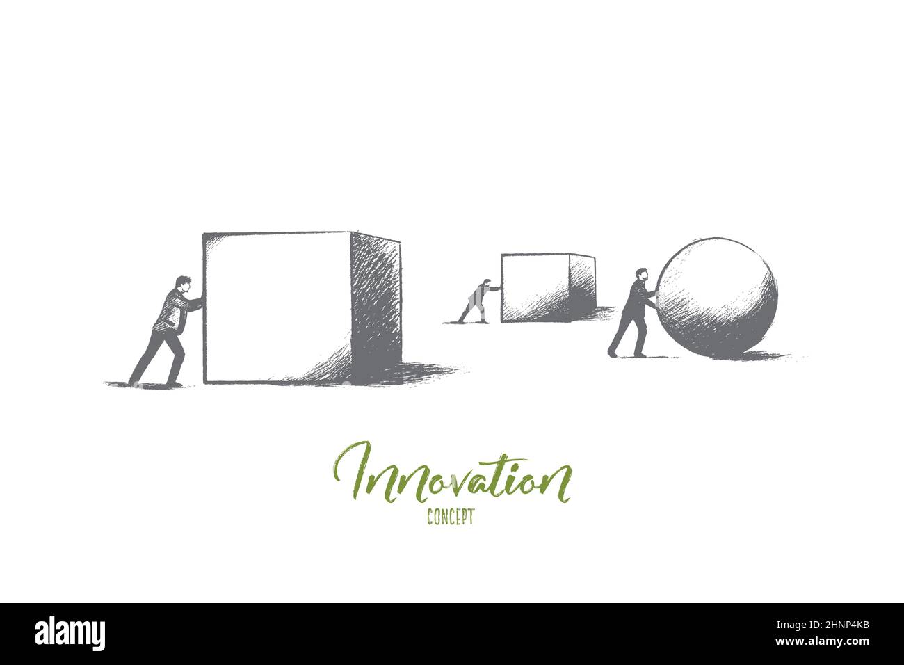 Innovation concept. Hand drawn new success idea. Technology and ...
