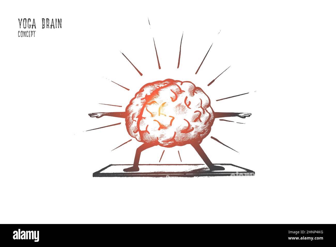 Yoga brain concept. Hand drawn yoga exercises for relaxing. Meditation ...