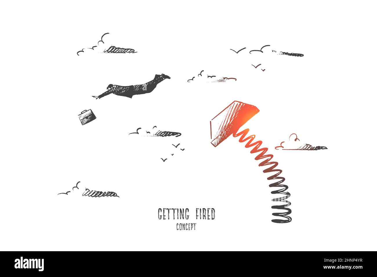 Getting fired concept. Hand drawn upset office worker is fired. Finish ...