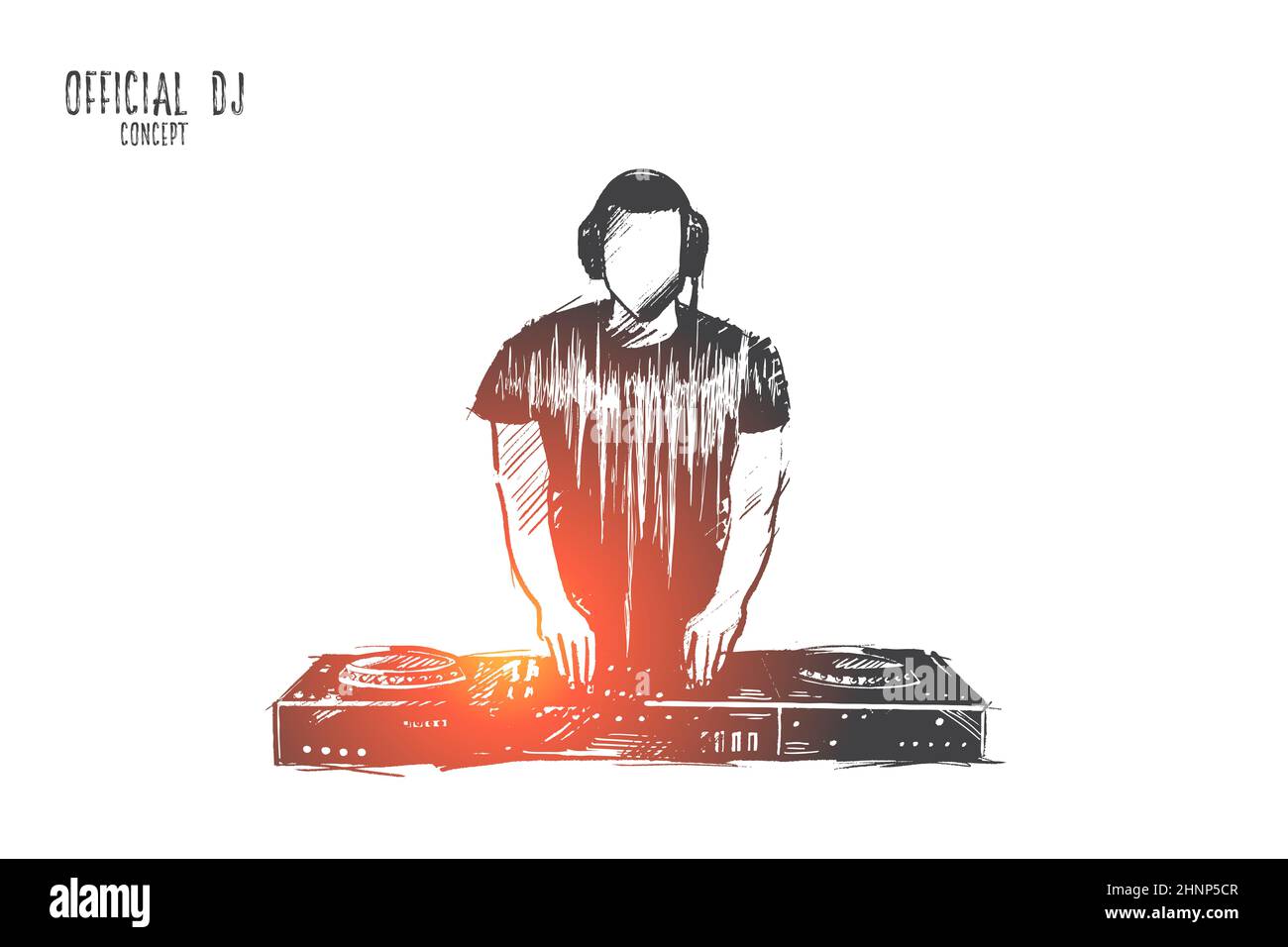 Official DJ concept. Hand drawn charismatic disc jockey at the ...